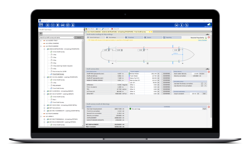 Draft survey calculation excel sheet - funohsa