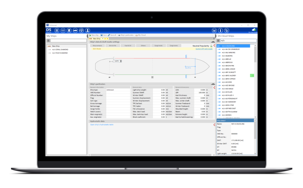DoSurvey! - Draft survey calculation software - DS Marinesoft